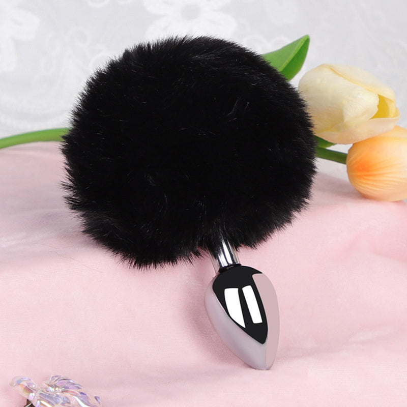 Rabbit tail metal anal plug